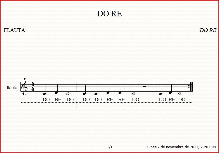Flauta .PRUEBA ... Aprendo las notas do, re. Partitura y notas.