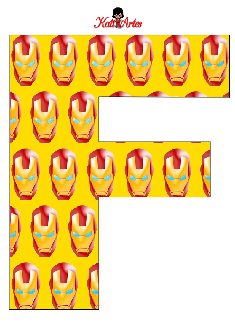 Alfabeto de Iron Man en Fondo Amarillo. - Oh my Alfabetos!