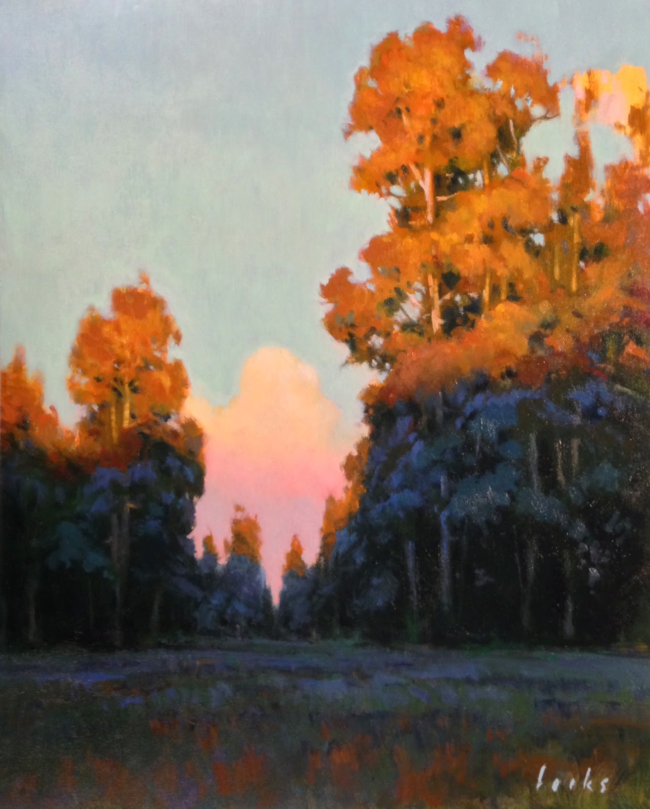 David Forks - Texas Landscape Painter: Sundown in Cypresswood (revised)