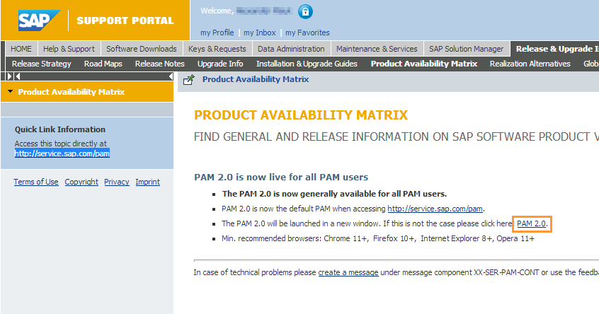 sidadm: Product Availability Matrix (PAM)