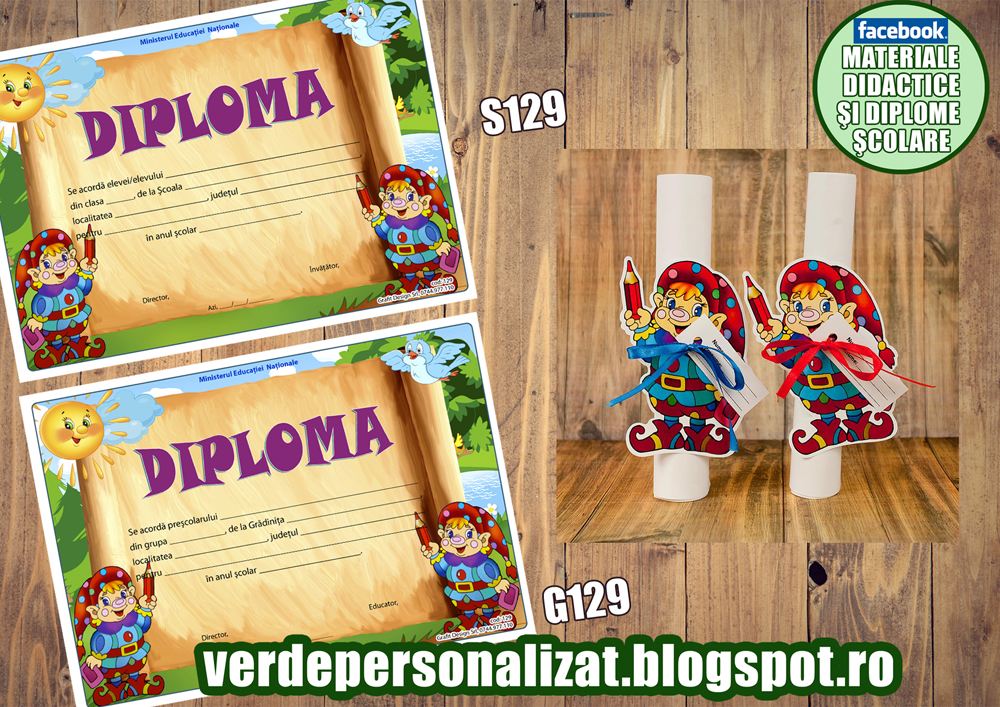 verde personalizat: Diplome cu mascota clasei