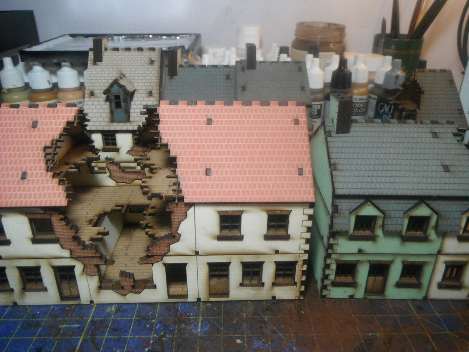 A figure painting therapy project.: Giving simple MDF buildings a makeover!