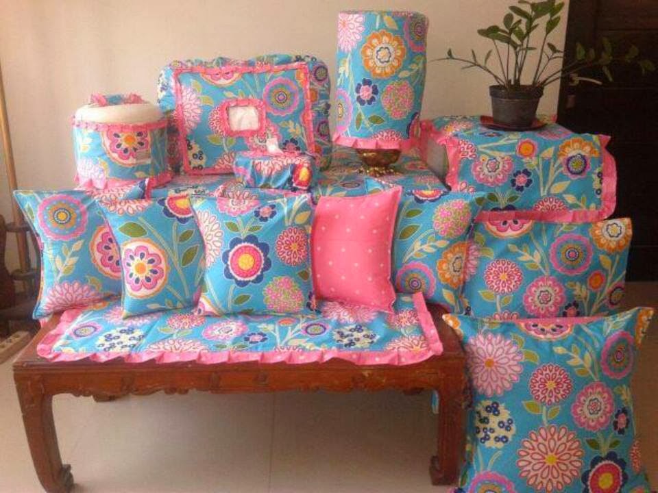 Home Set Katun Motif Bunga Matahari Polka Pink - test home set