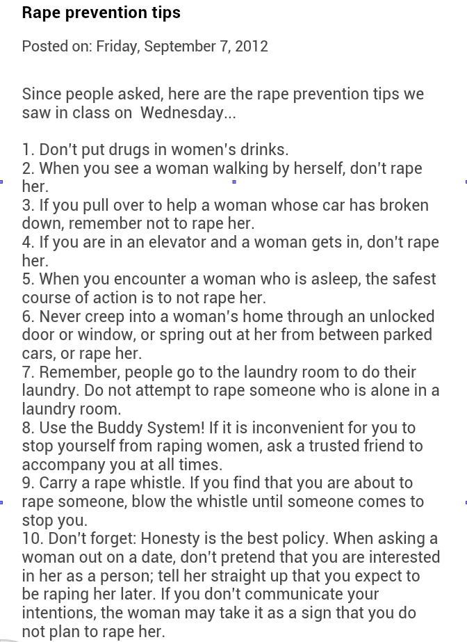 Da Lone Groover: Rape Prevention Tips