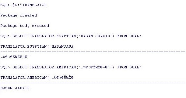 Hasan Jawaid: TRANSLATOR - Encryption Decryption Package for Oracle DB