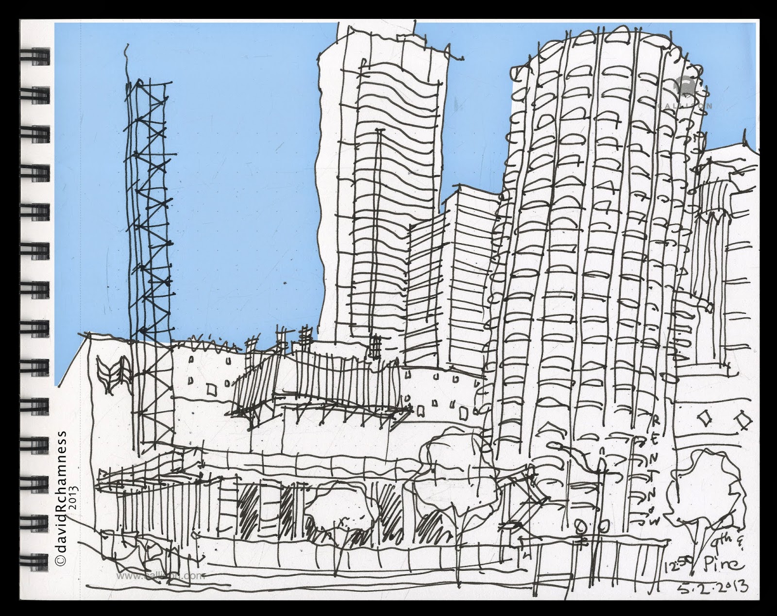 Urban Sketchers Seattle: Construction Sketches (Pre-today's Sketch Crawl)