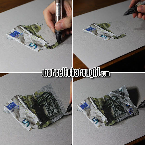 5 Euro Note Drawing - Marcello Barenghi
