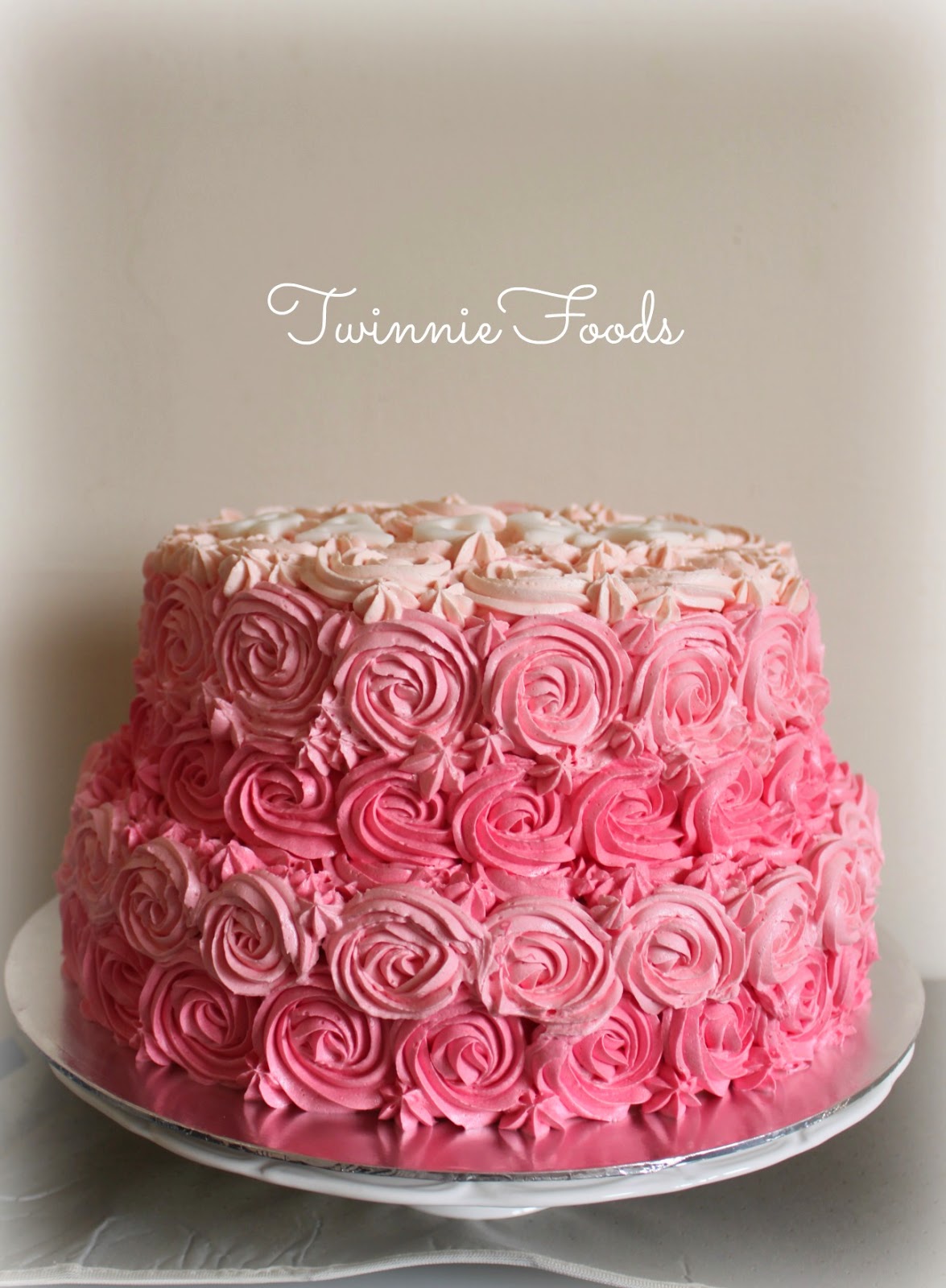 2 Tiered pink ombre cake - TwinnieFoods