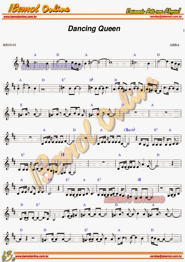 Partituras para Violino: Dancing Queen - Abba
