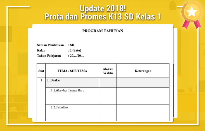 Promes PJOK Kelas 1 K13 SD Semester 1 dan 2 Format Doc | Dokumen Edukasi