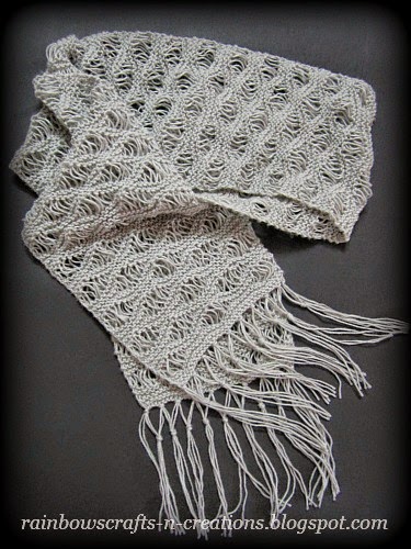 Rainbow's Crafts and Creations: Easy Drop stitch fringed scarf