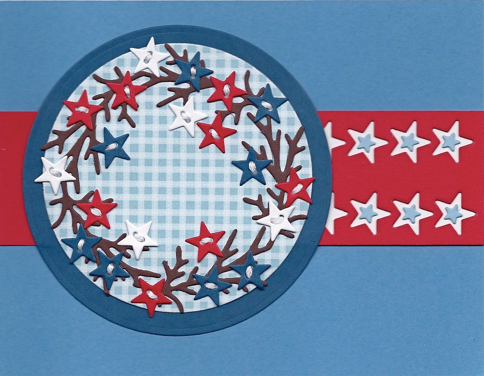 Mostly Markers - Cards: Wreath of Stars - Red, White and Blue