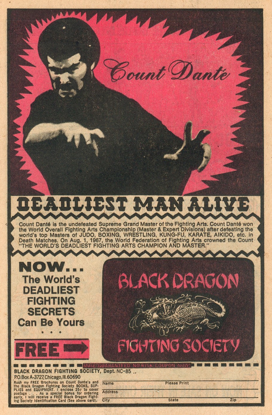 Comics-Ads: Count Dante - The Deadliest Man Alive! | Weird Fantastic ...