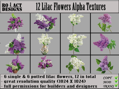 Ro!Act Designs: Ro!Act Designs 12 Lilac Flowers Alpha Textures