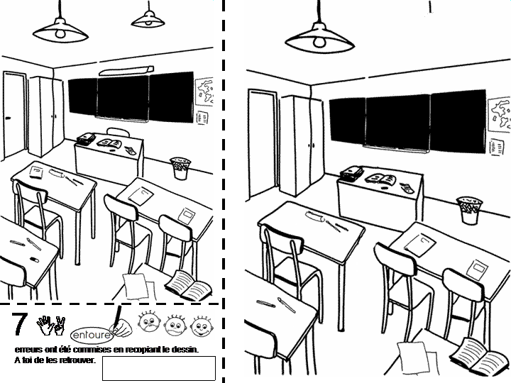 Maternelle: Jeu des différences : la classe