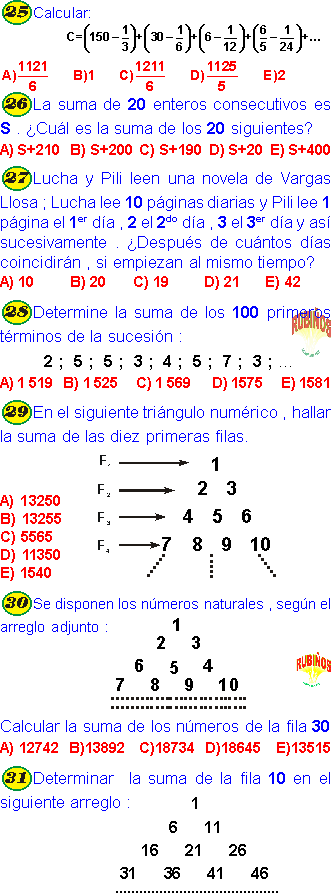 SERIES - SUMATORIAS Y SUMAS NOTABLES PROBLEMAS CON CLAVES Y RESPUESTAS PDF