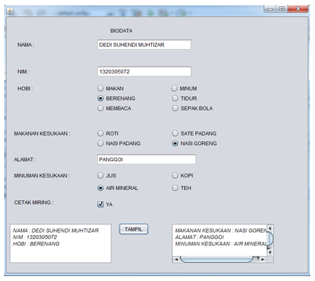 Membuat aplikasi biodata sedehana java dengan netbeans IDE 7.3 - study.blog