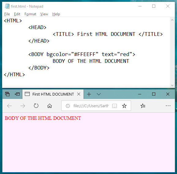 Tags, Attributes, HTML, HEAD, BODY and TITLE tag