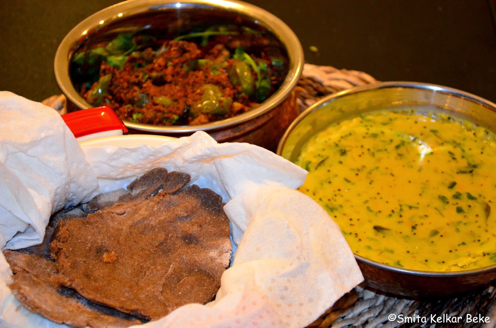Mindful Seasoning....: Maharashtrian Gavraan Thali - Pithla, Bhakri n ...