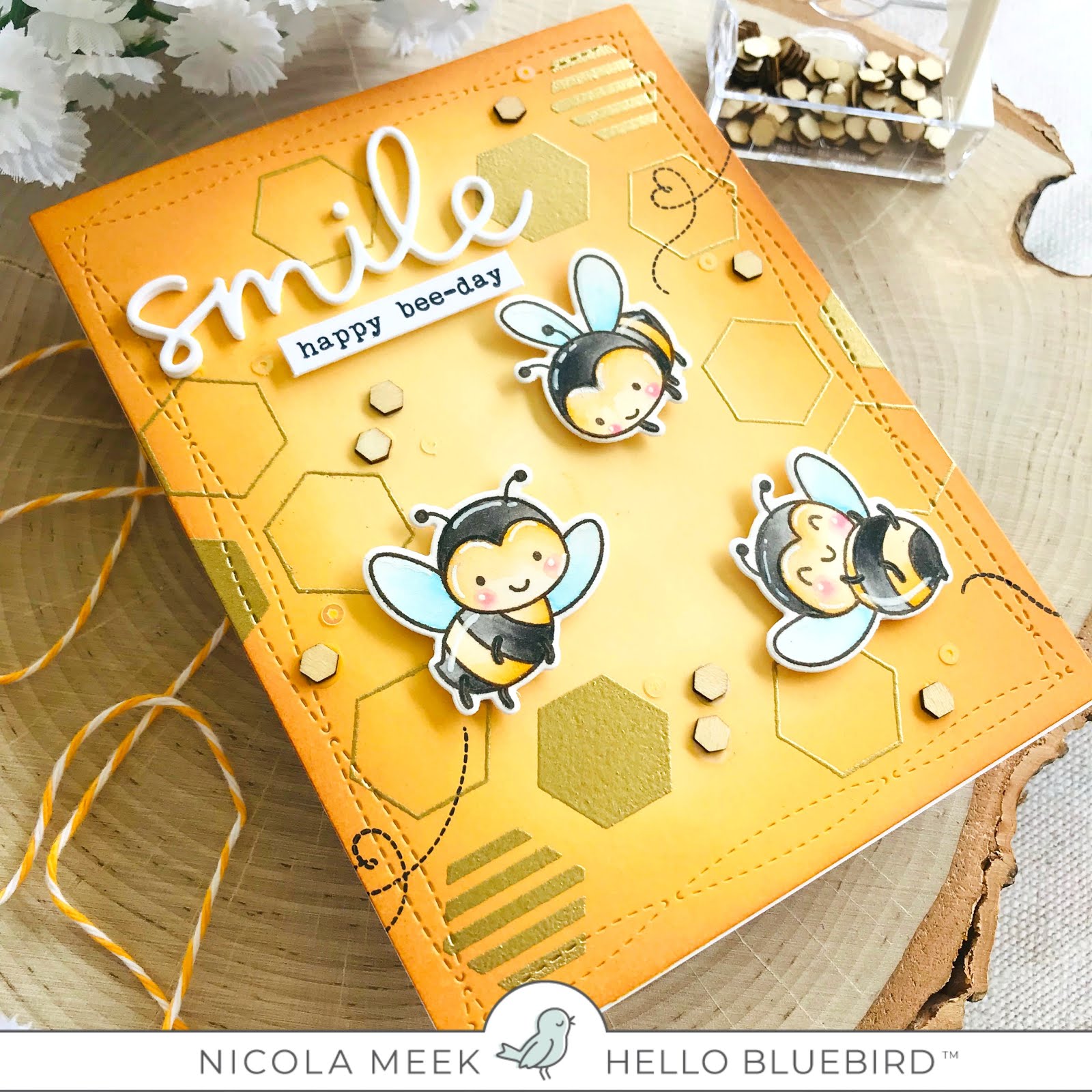 Nicky Noo Cards: Bee Happy - Hello Bluebird