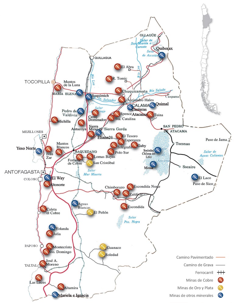 Industria del Cobre: Mapas de Chile donde se encuentran las industrias ...