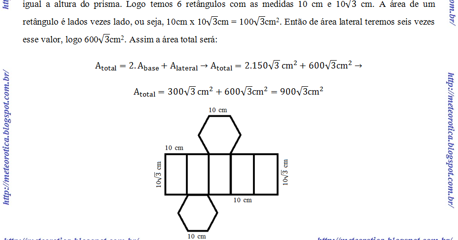 M.E.T.E.O.R.O.T.I.C.A: Exercícios resolvidos - Prisma Hexagonal Regular