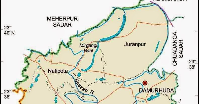 Damurhuda Upazila Map, Chuadanga District, Bangladesh