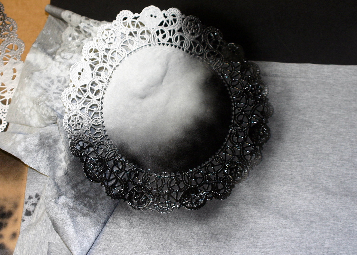 Atlas Findings: Spray Painted T-Shirt with Doilies