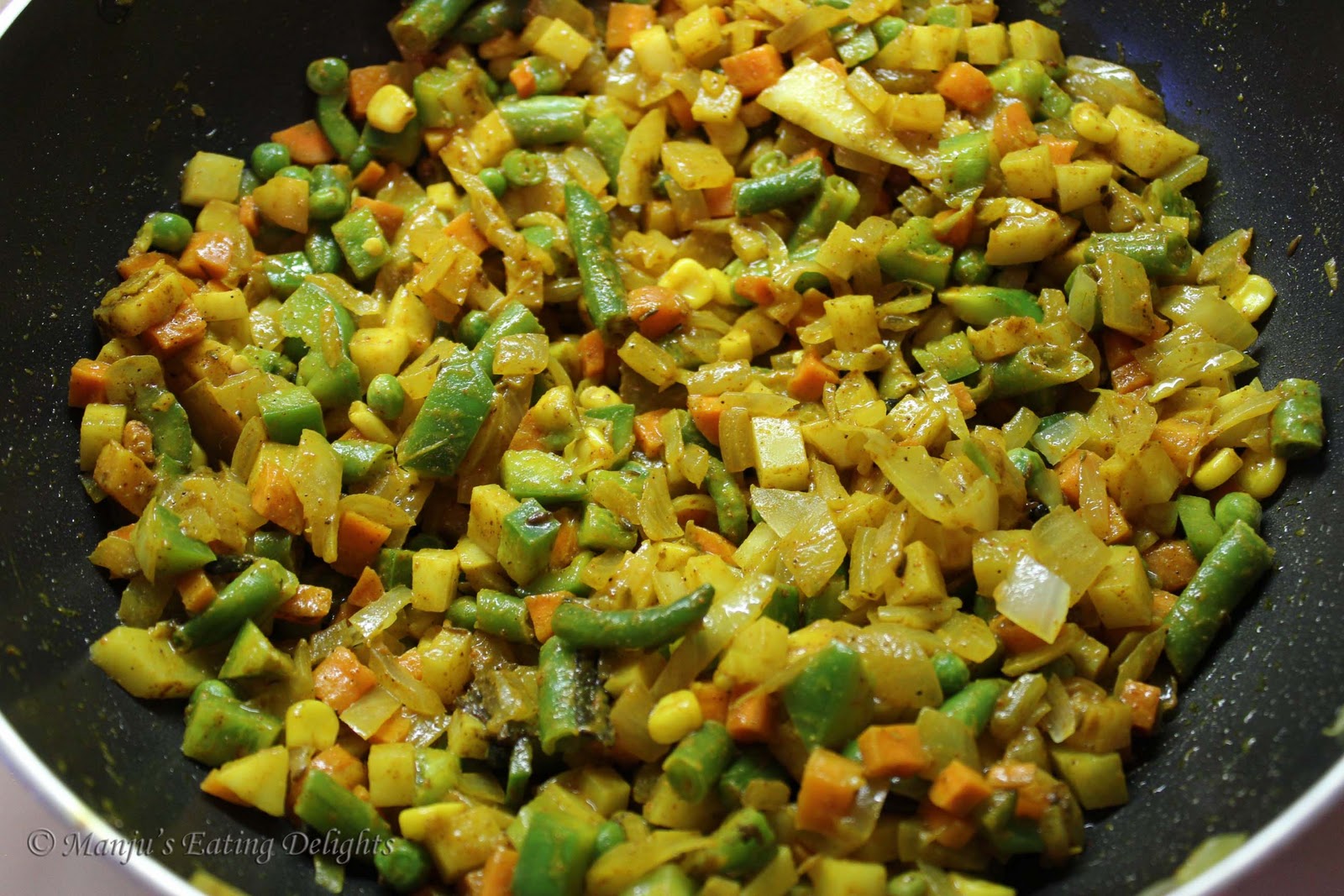 Manju's Eating Delights: Curried Veg Pulav (Veg Pilaf)
