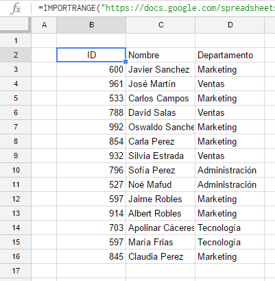 Capacitate Excel: Como utilizar IMPORTRANGE en Google Drive