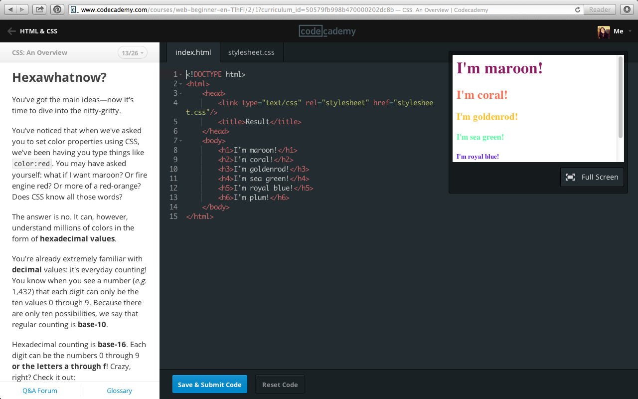 Nadia Larashari Shabrina: Codecademy | HTML & CSS: an Overview