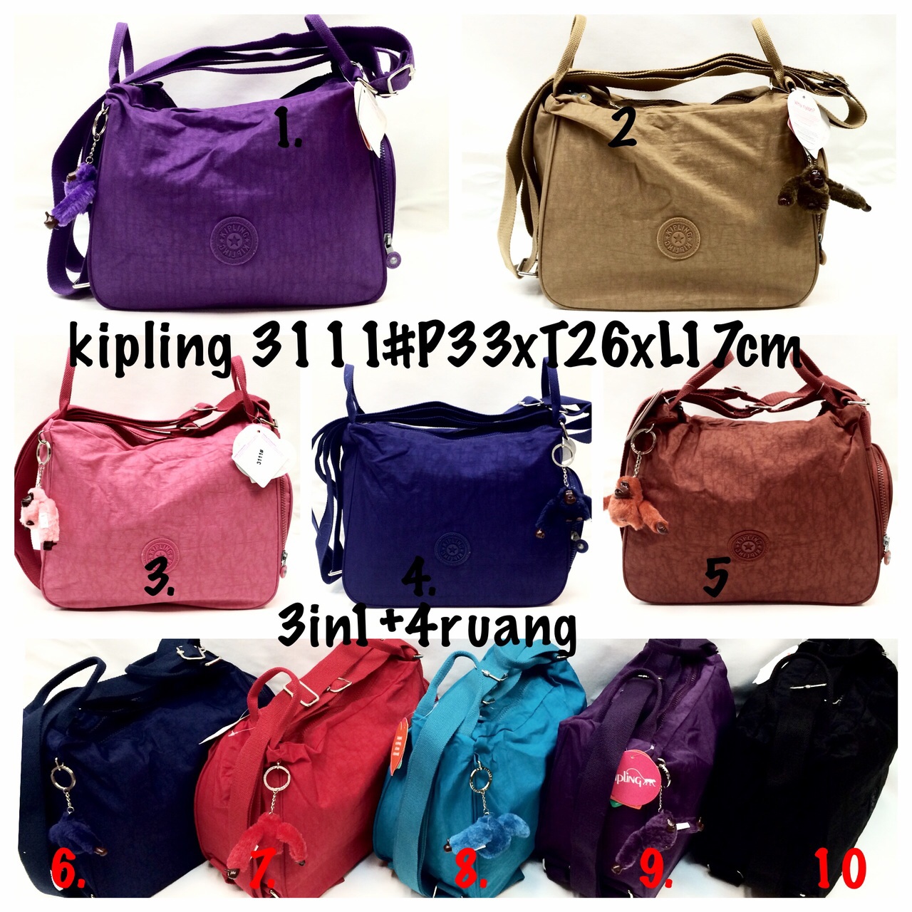 Jual Tas Kipling: Tas Kipling 3111 Tas 3in1 Tas Sandang Tas Jinjing Tas ...