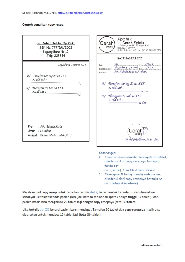 salinan resep lengkap by M. Rifqi Rokhman, M.Sc., Apt - Niszk