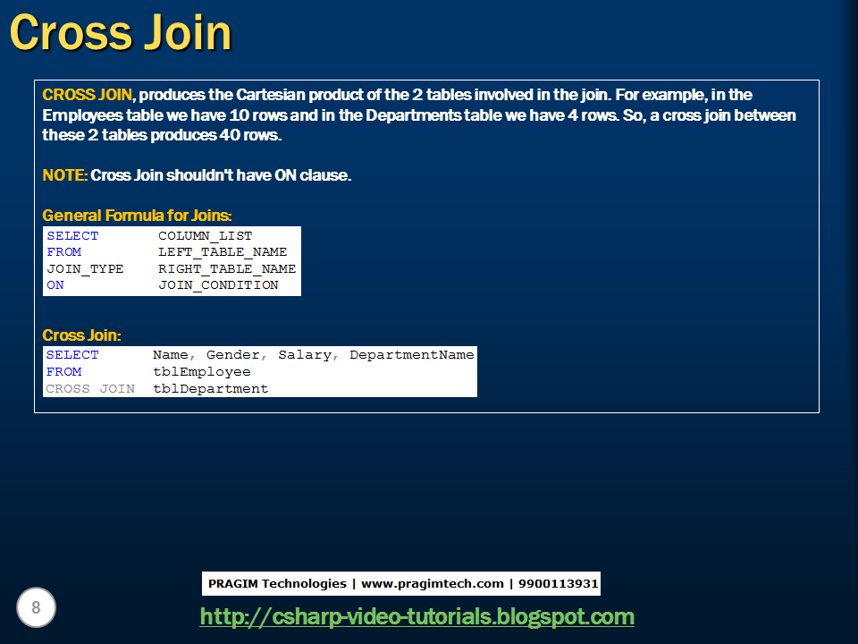 Sql Server Net And C Video Tutorial Part 12 Joins