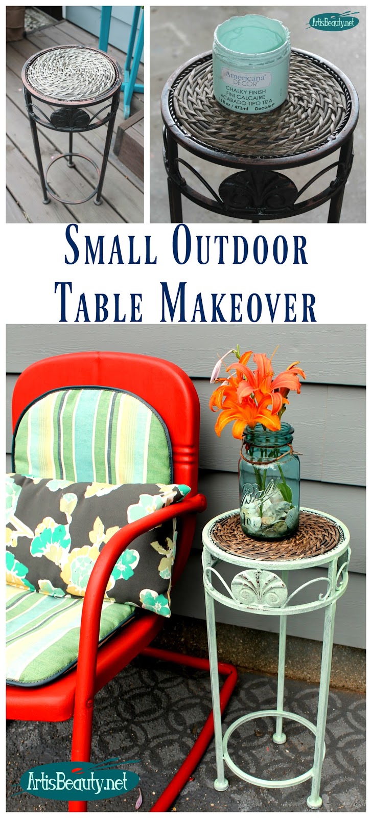ART IS BEAUTY: Small Outdoor Table Makeover ~DIY Furniture Girls