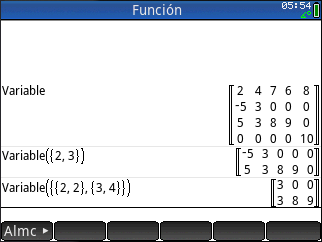 Matriz (Tipo) - HP Prime