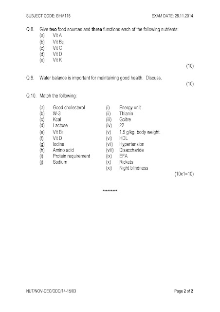 Nutrition Notes for IHM First Semester students