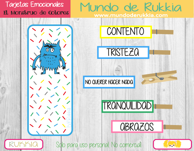 Tarjetas de Emociones del Monstruo de Colores. - Mundo de Rukkia