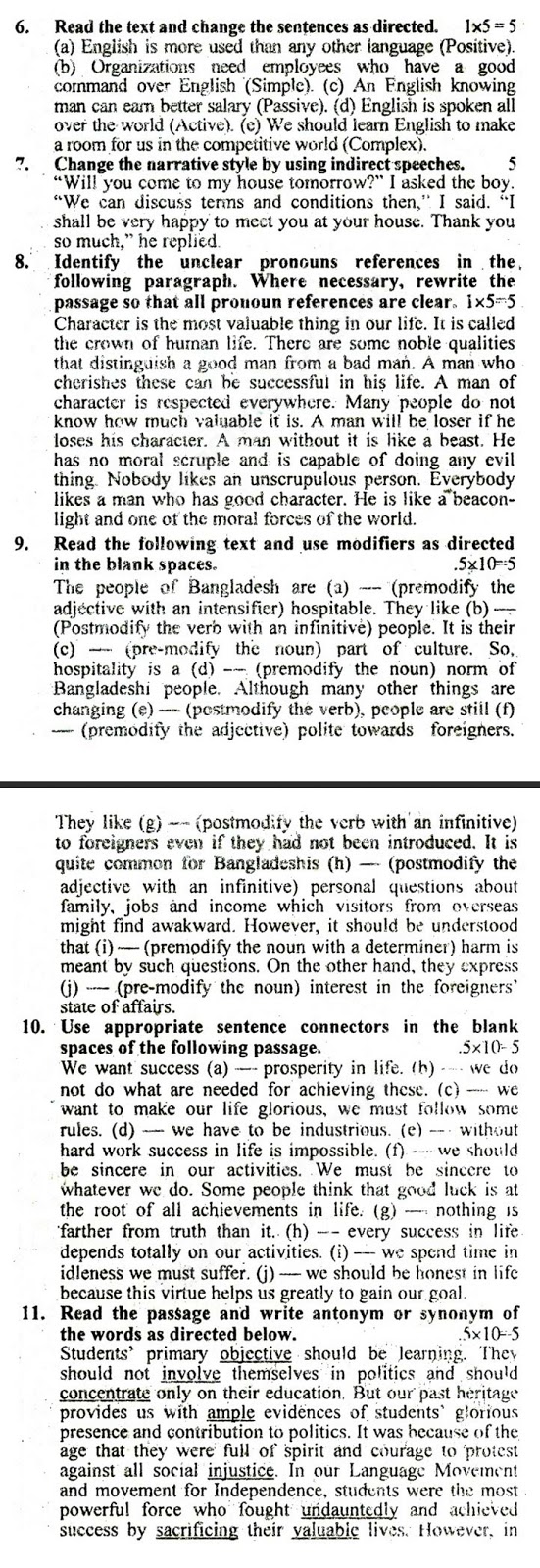HSC English 2nd Paper Model Question - 02