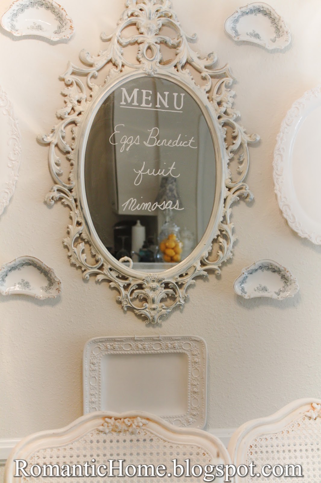 My Romantic Home: Mirror Menu Board - Show and Tell Friday