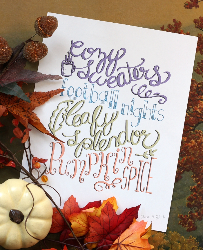 PitterAndGlink: Make Easy Hand Lettered Fall Wall Art with Free Cut File