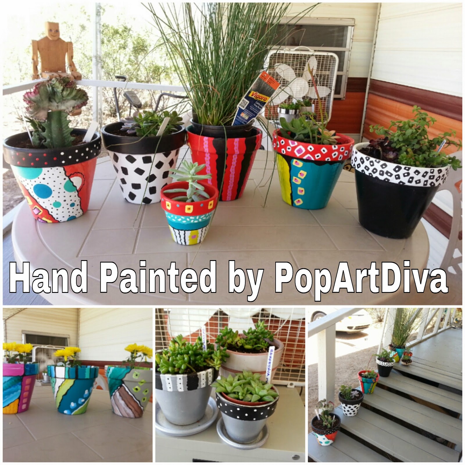 POP ART DIVA LAND: Hand Painted Clay Pots (for plants or whatever!) for ...