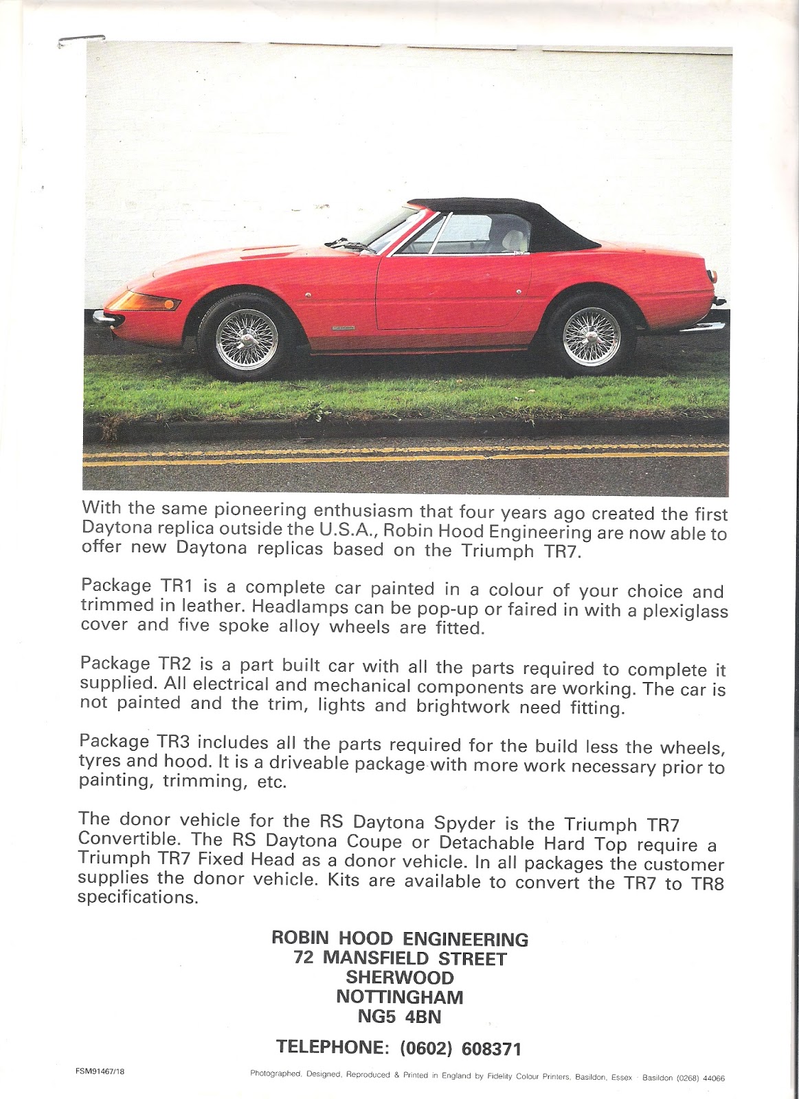 Vitessesteve - blog: TR7 Daytona replica by Robin Hood Engineering