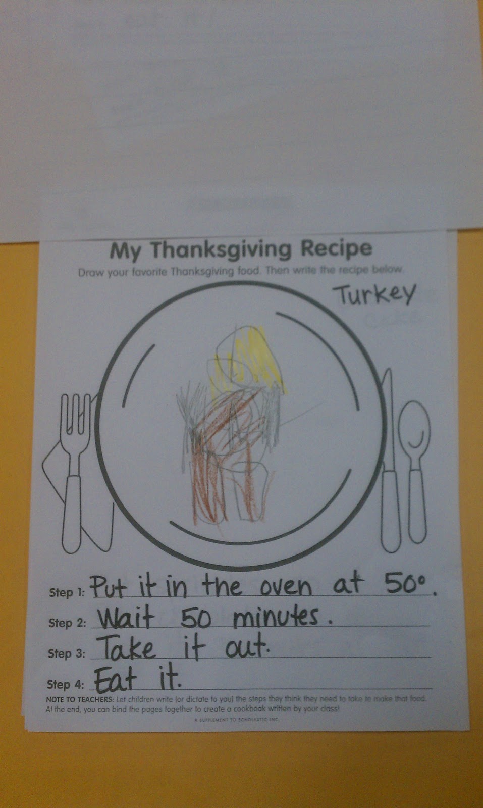 Adventures in Kindergarten: Thanksgiving Cookbook