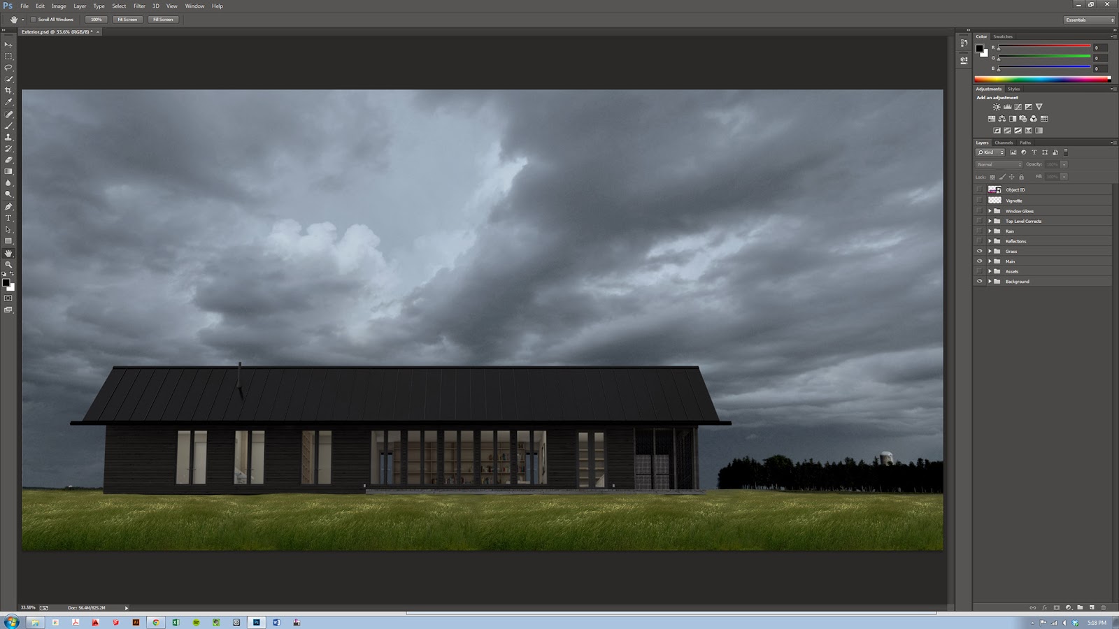 The BLDGtyp Blog: Making Of: Upstate NY House Rendering (Photoshop Part 01)