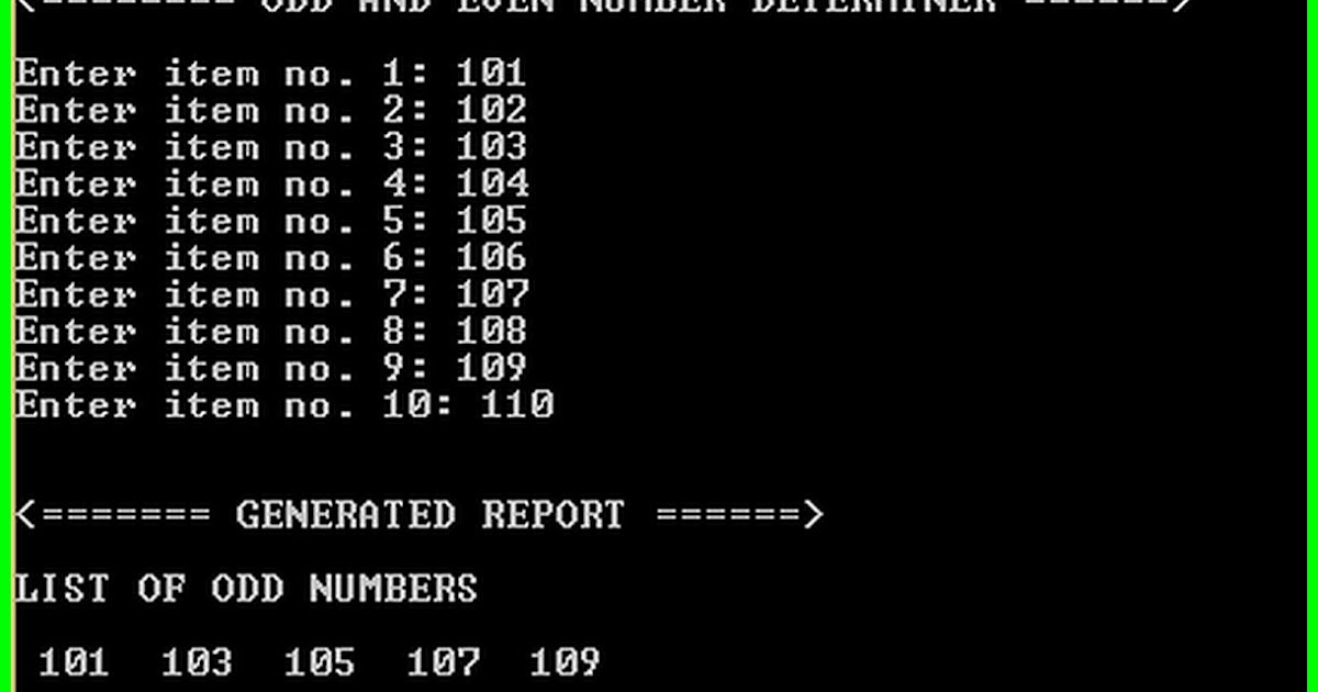 Free Programming Source Codes And Computer Programming Tutorials Odd And Even Number Determiner