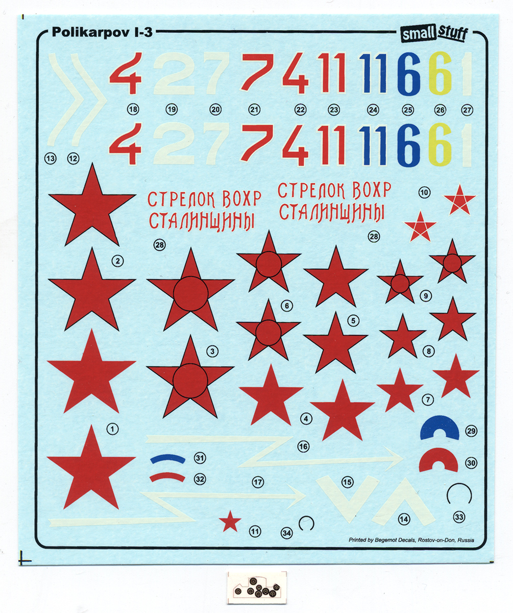 Small Stuff Models: 1/72 Polikarpov I-3 Update - Box, Instructions, Decals