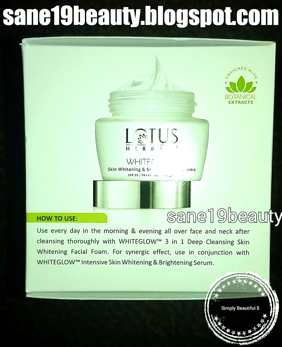 Review of LOTUS HERBALS WHITEGLOW Skin Whitening & Brightening Gel Créme.