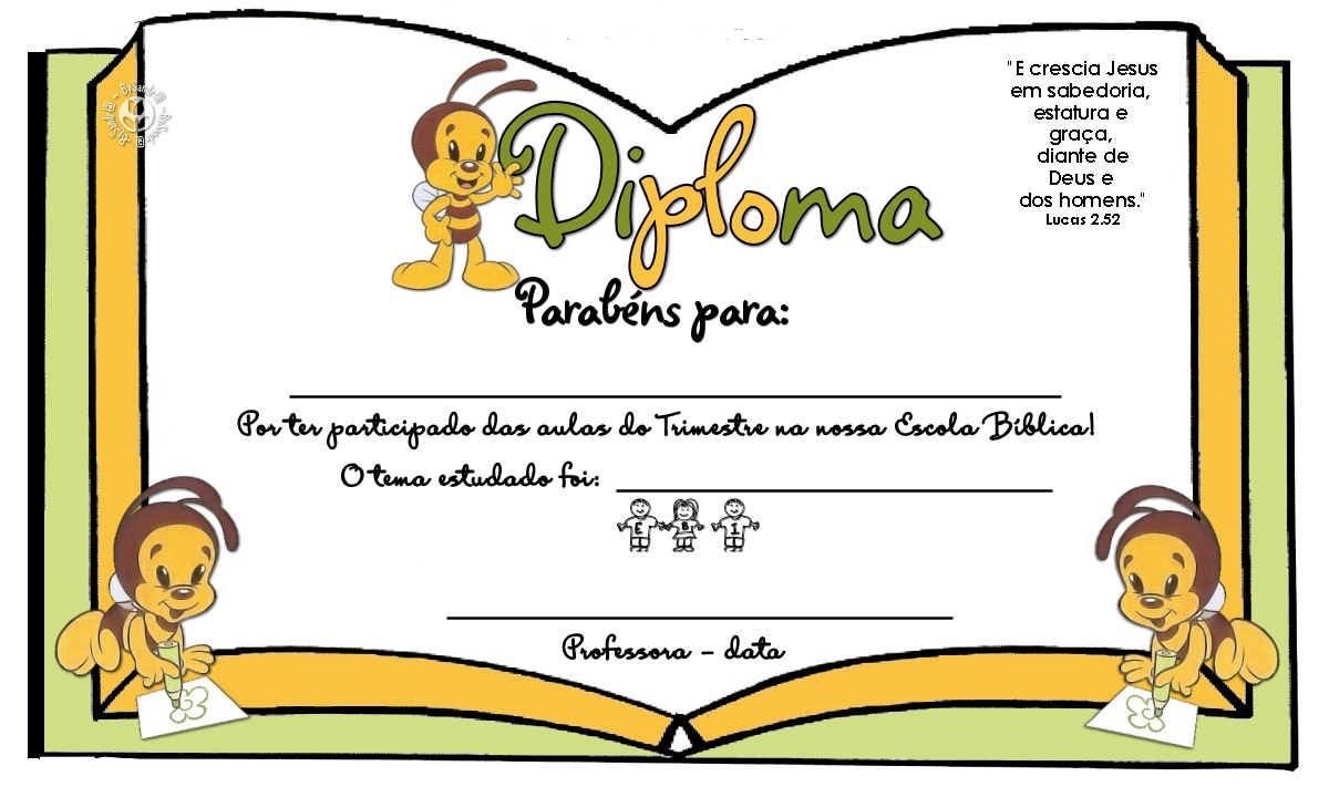 Dicas Escola Dominical: Diplomas Escola Bíblica Dominical