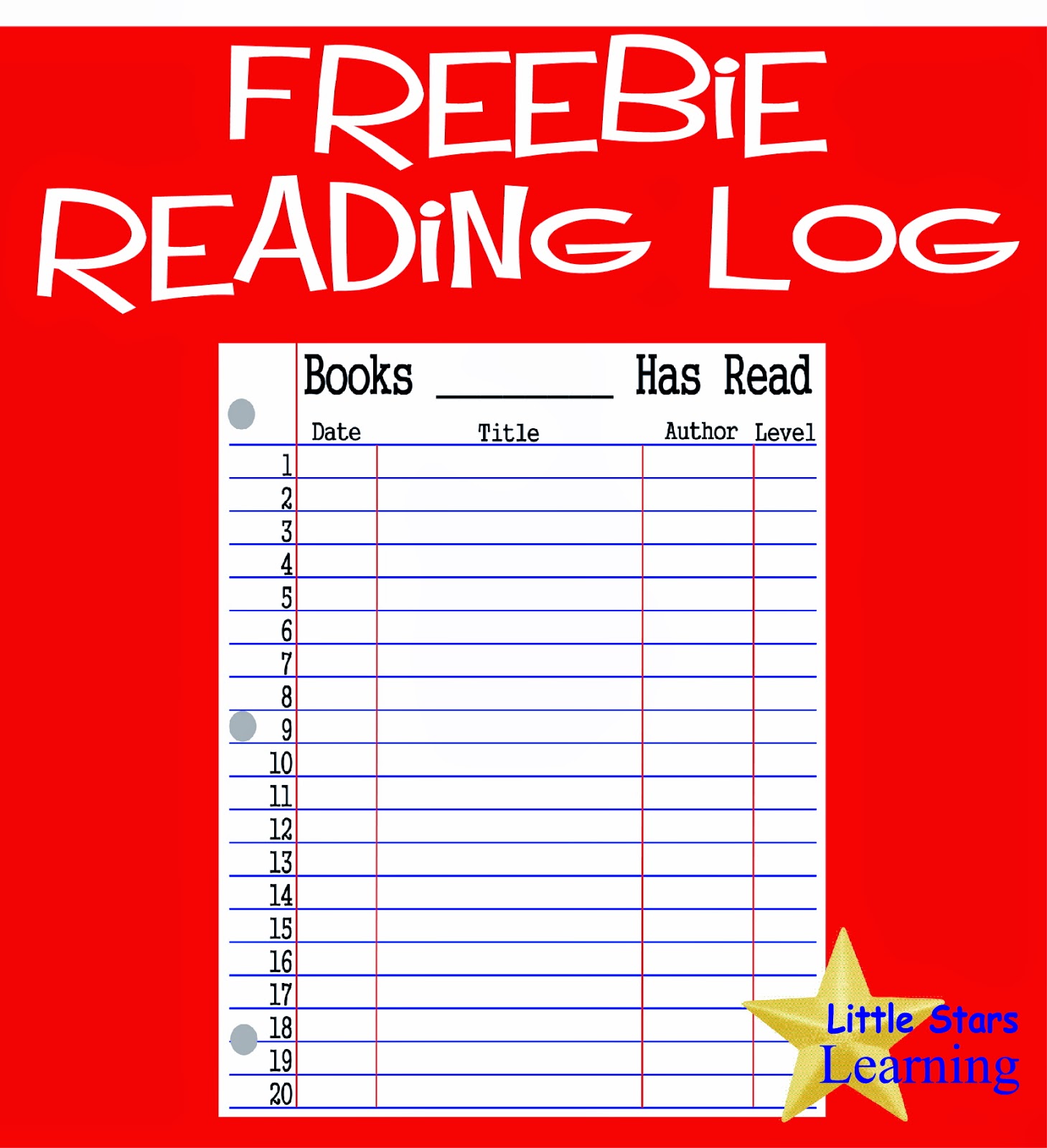Little Stars Learning: FREEBIE Reading / Book Log